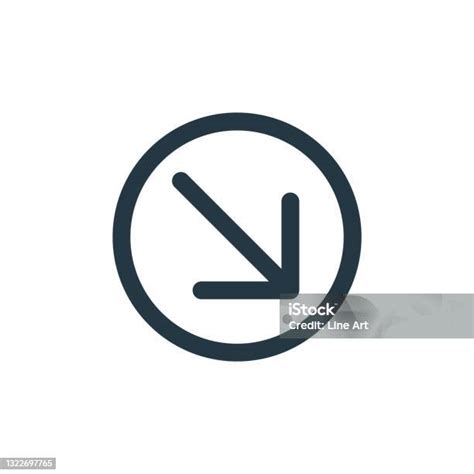 화살표 개념에서 바로 아래 아이콘 벡터입니다 오른쪽 아래 편집 가능한 스트로크의 얇은 선 그림입니다 웹 및 모바일 앱 로고 인쇄 미디어에 사용하기 위해 바로 아래선형 기호