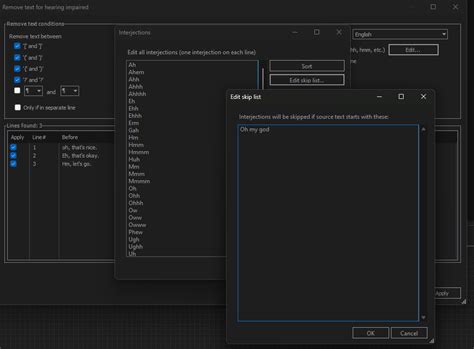 ignoring interjections · issue 7563 · subtitleedit subtitleedit · github