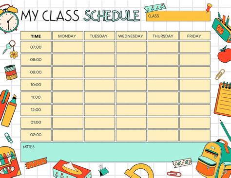Class Period Schedule Template