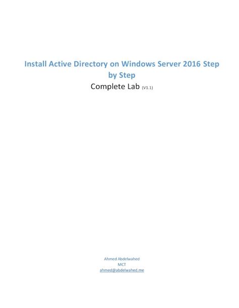 Pdf Install Active Directory On Windows Server 2016 · Active Directory Domain Services Ad Ds