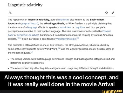 Linguistic Relativity W F The Hypothesis Of Linguistic Relativity Part