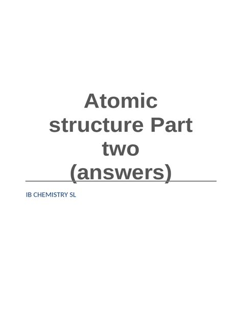 Topic 2 Atomic Structure Part 2 Answers Pdf Emission Spectrum Electromagnetic Spectrum
