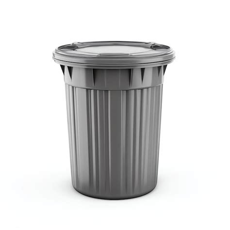 Gray Color Trash Bin Realistic Isolated On A White Background Premium Ai Generated Image