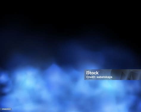 마법의 연기 또는 푸른 안개 구름 벡터 일러스트 레이 션 안개 또는 스모그 수평선 블랙 조명 증기 가스 흐림 연기 검정색 배경에 대한 스톡 벡터 아트 및 기타 이미지