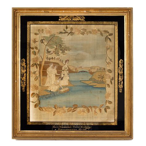 Sally Strobridge Fine And Rare Embroidered And Painted Silk Picture