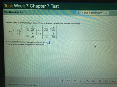 Solved A Matrix A And Its Svd Are Shown Below Find A Unit