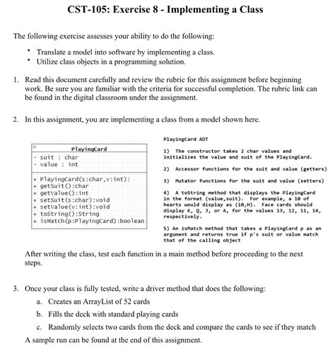 Solved Cst 105 Exercise 8 Implementing A Class The