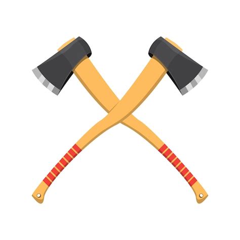 Premium Vector Hatchet Crossed Axe In Realistic Style Metal Woodcutter With Red Handle Made Of