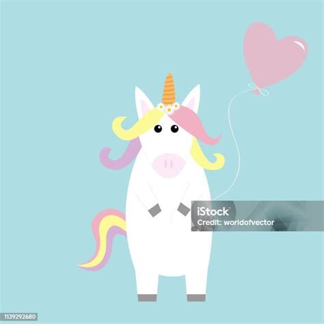 하트 발 눈을 들고 있는 유니콘 귀여운 얼굴 파스텔 컬러 무지개 머리 데이지 카모마일 꽃 평면 누워 디자인입니다 귀여운 만화