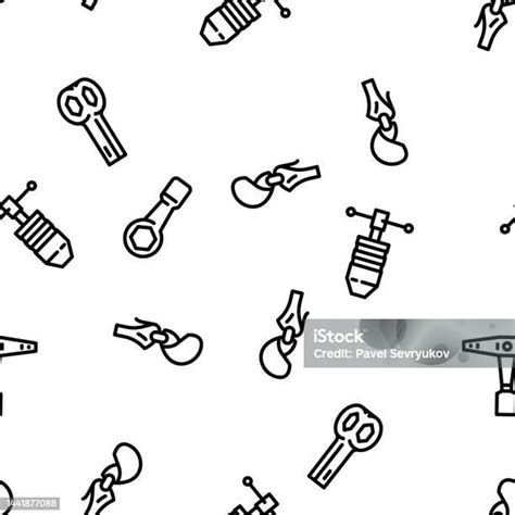 Wrench Tool Spanner Repair Vector Seamless Pattern Stock Illustration