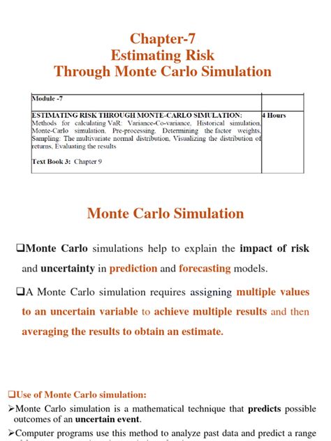 Module Estimating Risk Through Monte Carlo Simulation Pdf Financial Risk Monte Carlo Method