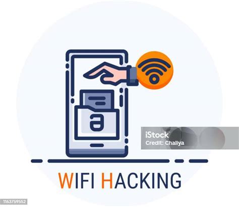 채워진 선 아이콘 스타일입니다 해커 사이버 범죄 공격 웹 디자인에 대한 와이파이 해킹 Ui Ux 모바일 웹 광고 잡지 책 포스터