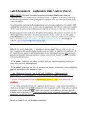 Lab Data Exploration Part Assignment Docx Lab Assignment Exploratory Data Analysis
