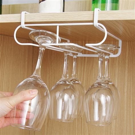 2 Rows Wine Glass Rack Stemware Holder Under Cabinet Hanging Bar Hanger Shelf Walmart Canada