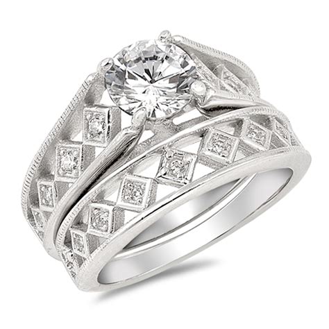 925 Sterling Silver Rhodium Plated With Cz Wedding Ring