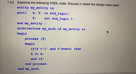 Solved C Examine The Following VHDL Code Discuss In Chegg