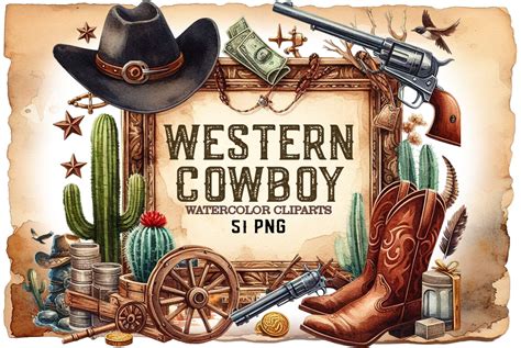 Watercolor Western Cowboy Clipart Png Graphic By Rembrantdulya