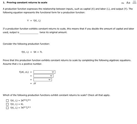 Solved A Production Function Expresses The Relationship
