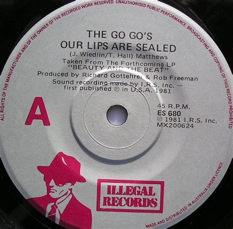 The Go Gos Our Lips Are Sealed Vinyl 7 45 Rpm Single 1981