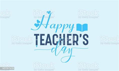 행복한 선생님의 날 10 월 5 일 독특한 손으로 그린 서예 배너 디자인 텍스트와 함께 포스터 레터링 행복한 교사의 날 벡터 일러스트레이션 0명에 대한 스톡 벡터 아트 및