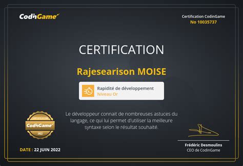 Codingame Certification