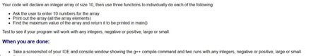 Solved Your Code Will Declare An Integer Array Of Size 10
