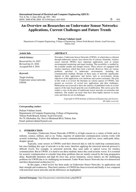 Pdf An Overview On Current Researches On Underwater Sensor Networks