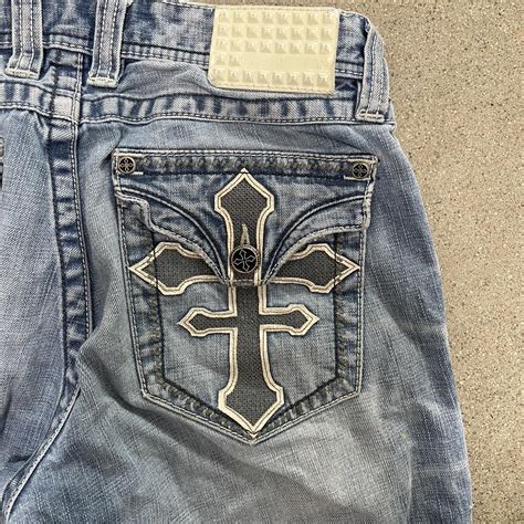 Affliction Black Premium Denim Jeans With Cross Depop