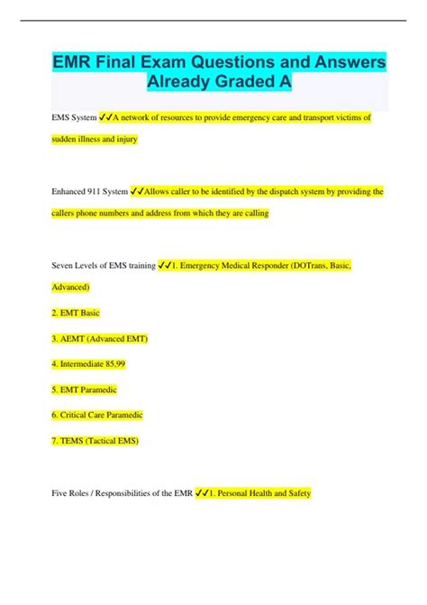 Emr Bundled Exams Questions And Answers 2023 2024 With Complete And Certified Solutions