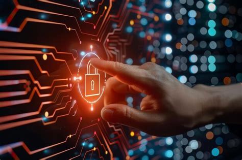 Digital Lock Hand Touching Security Icon Premium Ai Generated Image