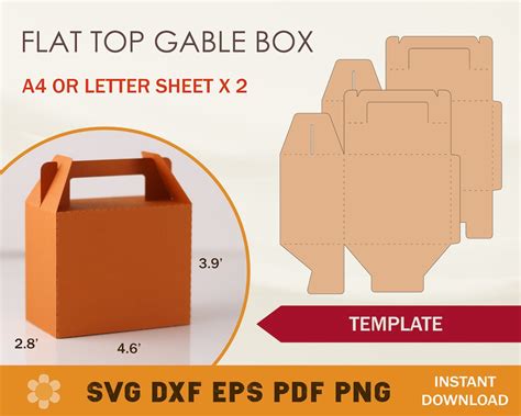 Small Flat Top Gable Box Svg Gable Box Template Box Template Box Template Svg Party Favor