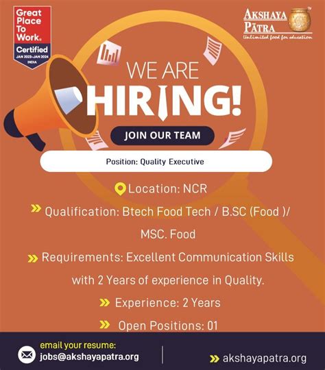 The Akshaya Patra Foundation Careers On Linkedin Quality Qa Hiring Qualitymanagement