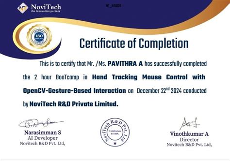 Pavithra A On Linkedin Excited To Share That I Successfully Completed A Bootcamp On Hand Tracking…