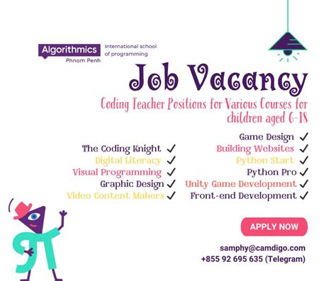 Algorithmics Phnom Penh On Linkedin Join Our Team Were Hiring Coding Instructors At