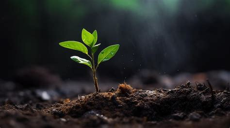Premium Photo A Small Sapling In Ground Closeup