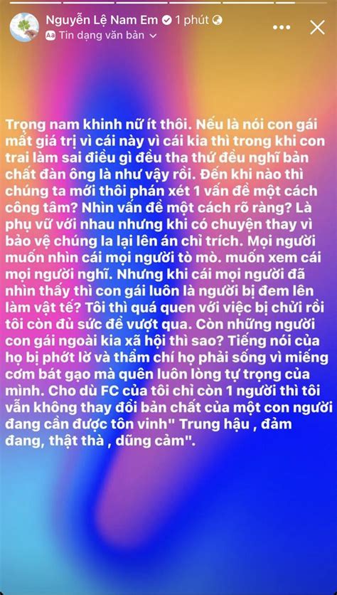 Nam Em bức xúc lên tiếng Trọng nam khinh nữ ít thôi