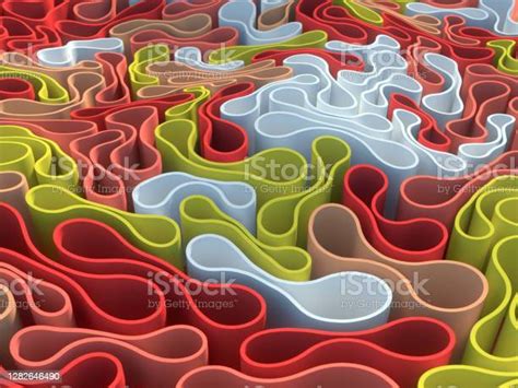 유연한 탄성 형태의 추상적 패턴 디지털 일러스트를 렌더링하는 3d 0명에 대한 스톡 사진 및 기타 이미지 0명 3차원 형태 개념 Istock