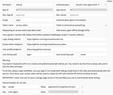 Need Help With Bubble Connector Oauth2 User Agent Flow Github Api