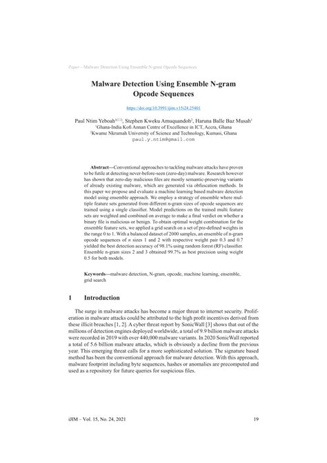Pdf Malware Detection Using Ensemble N Gram Opcode Sequences