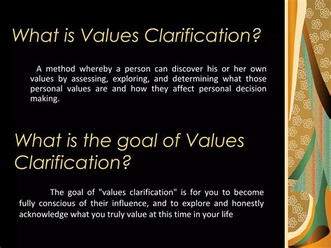 Values Clarification Ppt