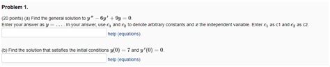 Solved Problem Points A Find The General Solution Chegg Com