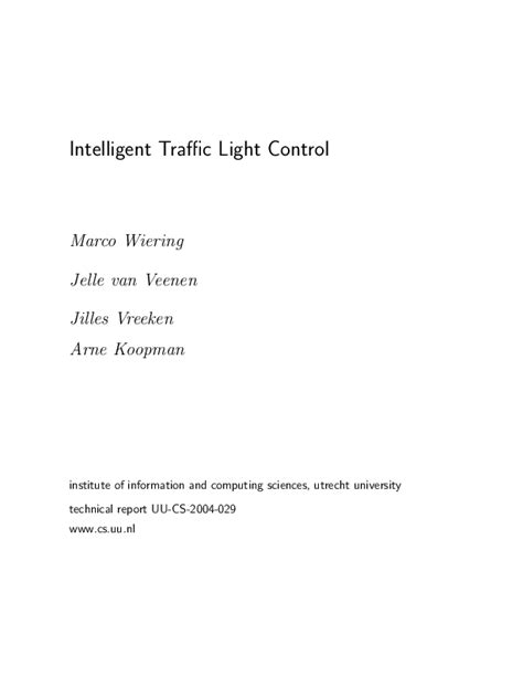 Pdf Intelligent Traffic Light Control