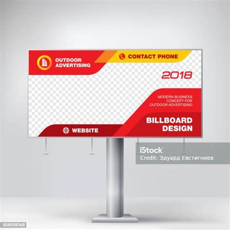 디자인 광고 배치에 대 한 그래픽 서식 파일 사진 및 텍스트 빨간색 배경 벡터에 대 한 준비 사이트 배너 광고 판 간판에 대한 스톡 벡터 아트 및 기타 이미지 Istock