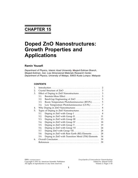 Pdf Doped Zno Nanostructures Growth Properties And Applications
