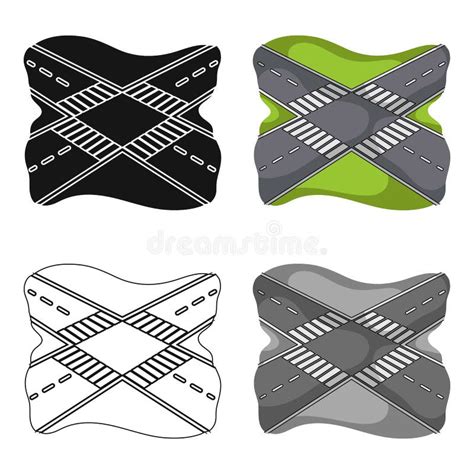 Intersection Single Icon In Cartoon Styleintersection Vector Symbol Stock Illustration Web