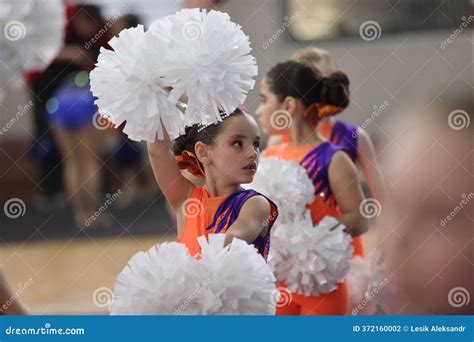 Young Cheerleaders Perform At The City Cheerleading Championship