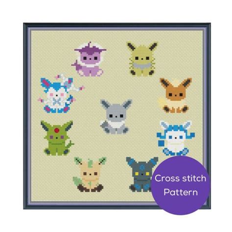 Shiny Eeveelution Cross Stitch Pattern Etsy Cross Stitch Embroidery Cross Stitch Patterns