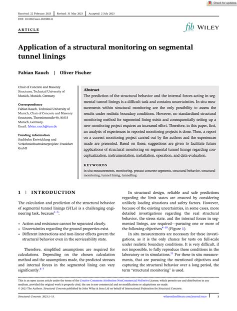 Pdf Application Of A Structural Monitoring On Segmental Tunnel Linings