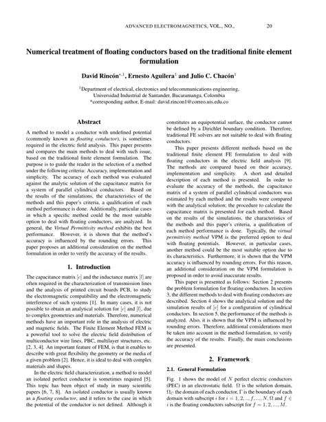 Pdf Numerical Treatment Of Floating Conductors Based On The Traditional Finite Element Formulation