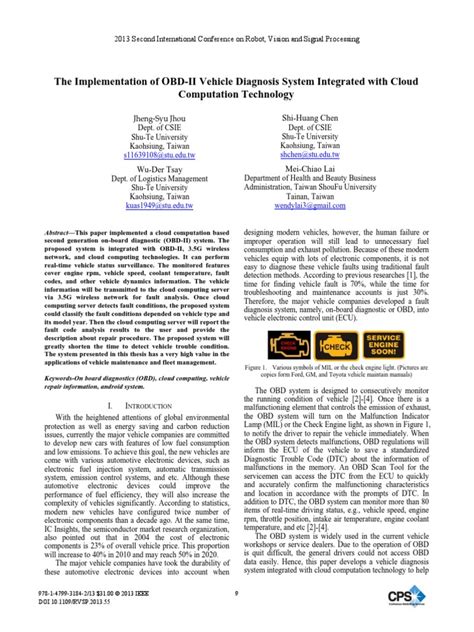 The Implementation Of Obd Ii Vehicle Diagnosis System Integrated With